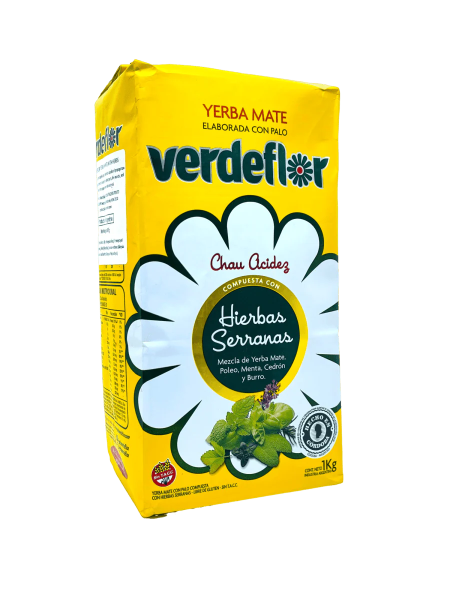 YERBA MATE VERDEFLOR CHAU ACIDEZ HIERBAS SERRANAS 1KG – Redfern ...